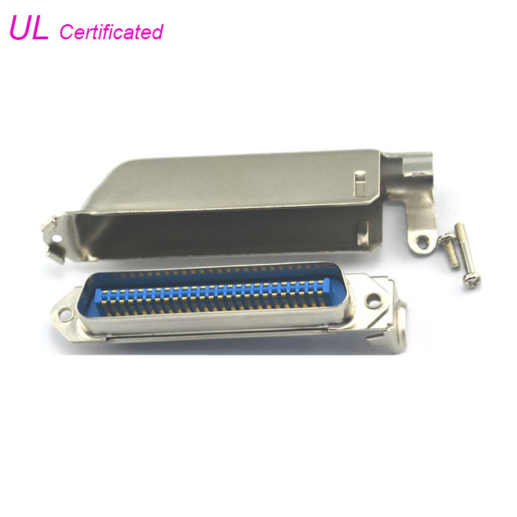 90 Degree 25 Pairs Plug Centronic Solder Pin Connector with Metal Cover ...